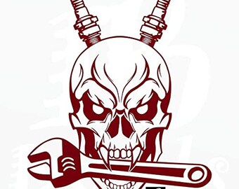Mechanic Skull Decal | Etsy
