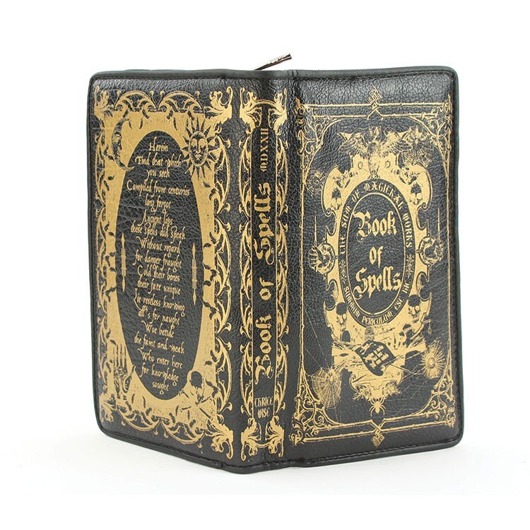 Black and Gold Witch's Spell Book Wallet Grimoire Unique - Etsy