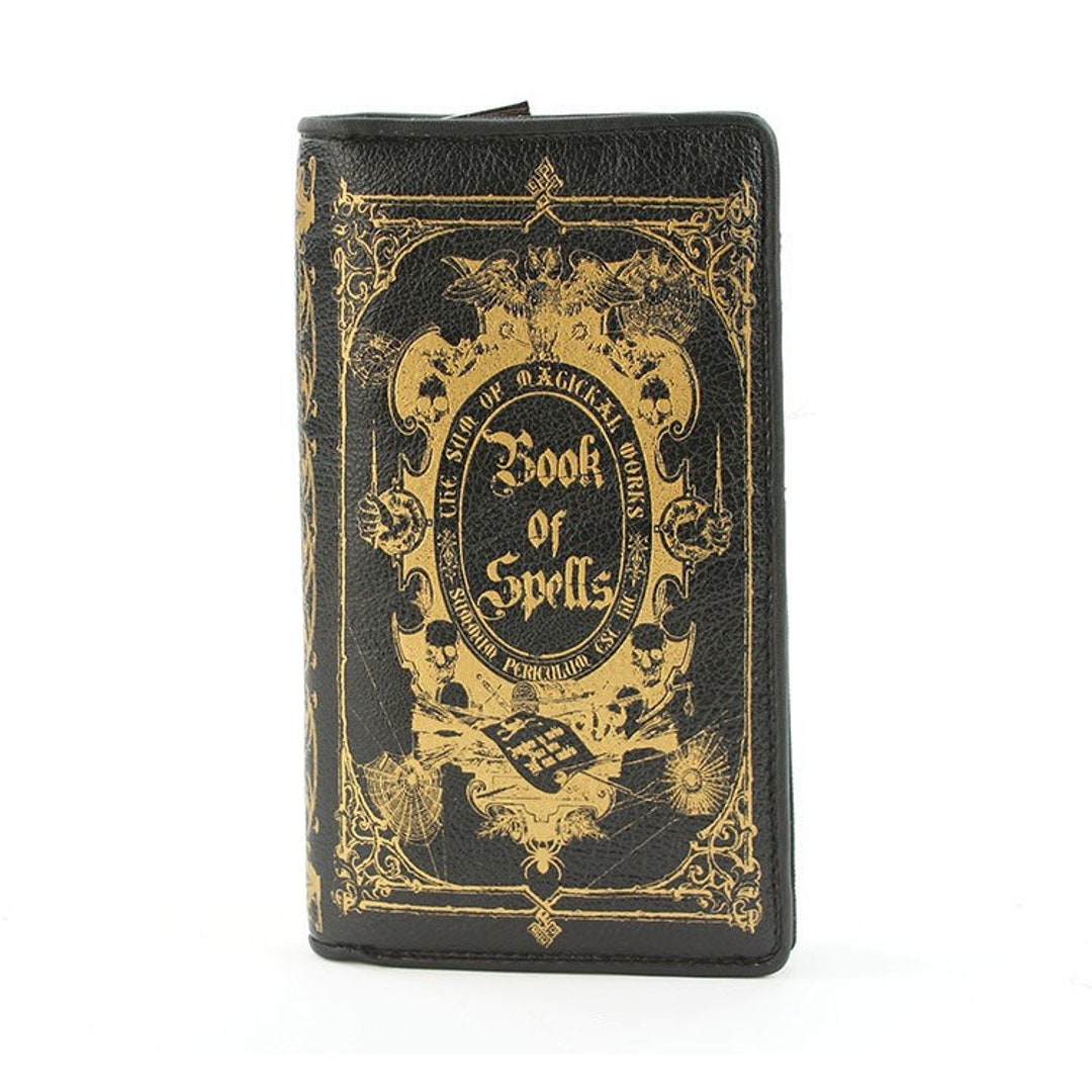 Black and Gold Witch's Spell Book Wallet Grimoire Unique - Etsy