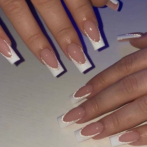 I Trendy Long Square Black French Tips Luxury Personalized - Etsy