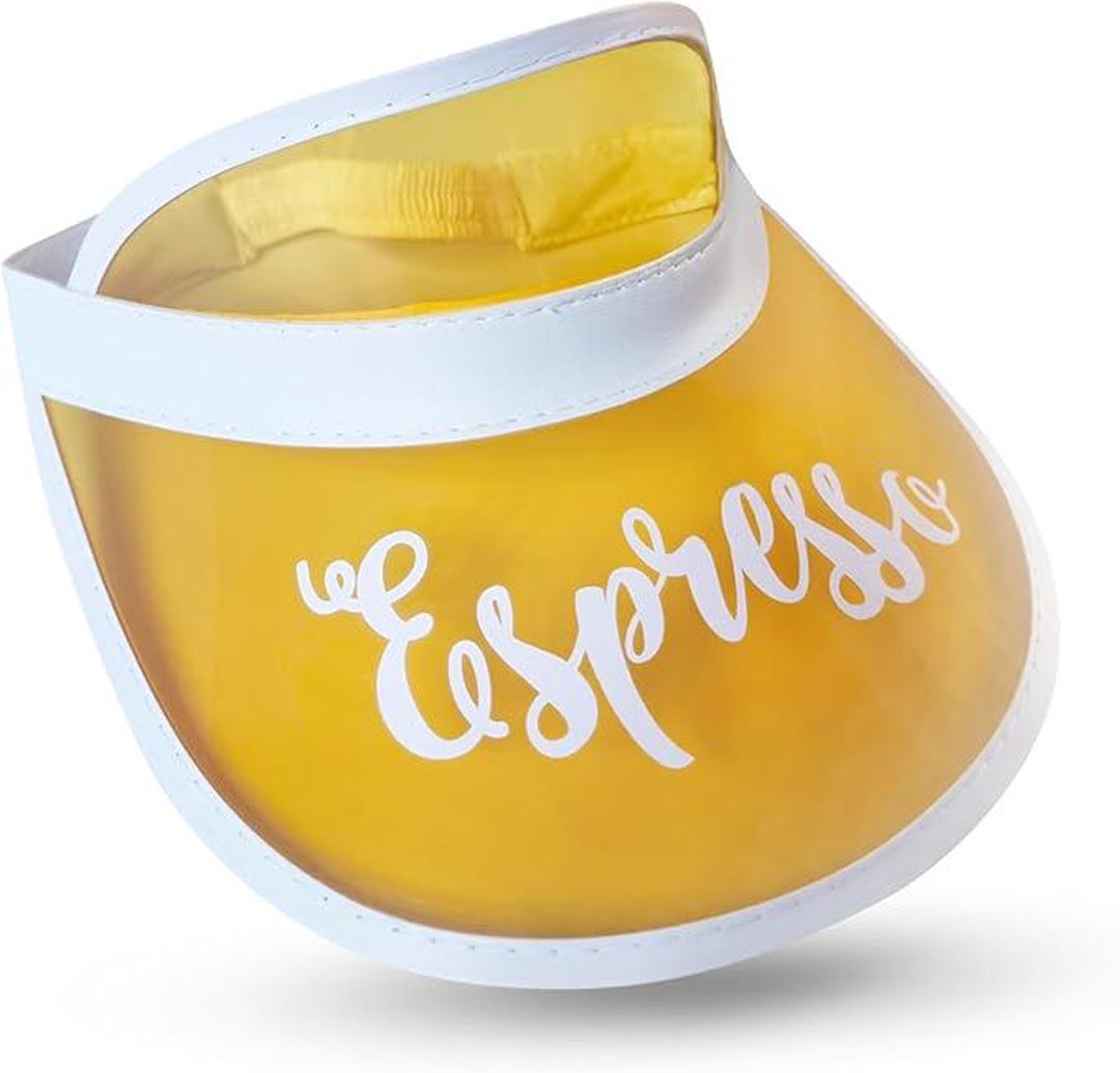 Espresso Sun Visor Hat – Yellow Visor With White Trim – Adjustable Fit ...