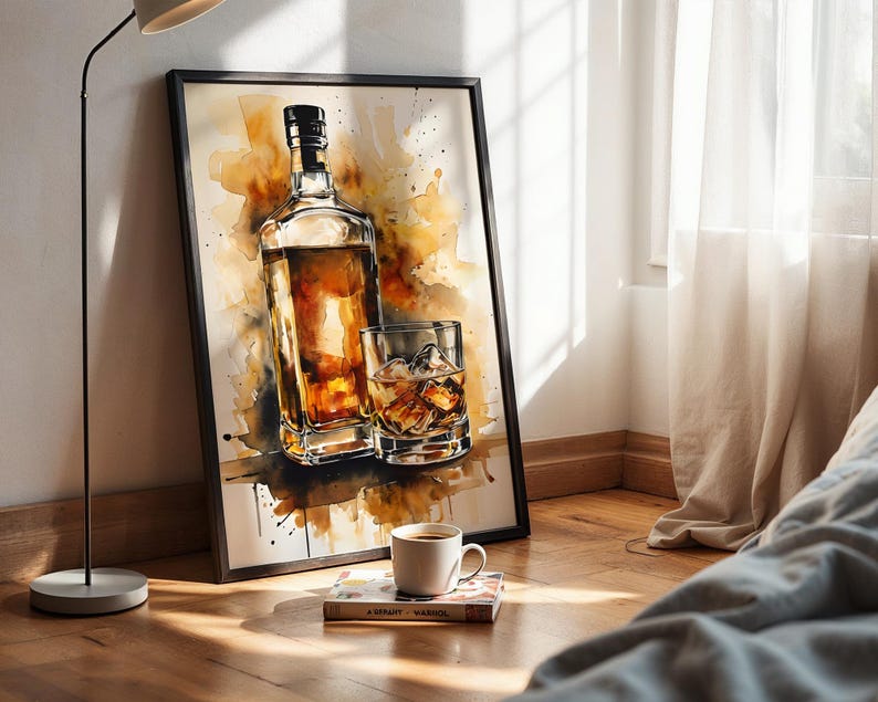 Rum Bottle Poster, Alcohol Poster, Digital Prints, Wall Art, Home Decor ...
