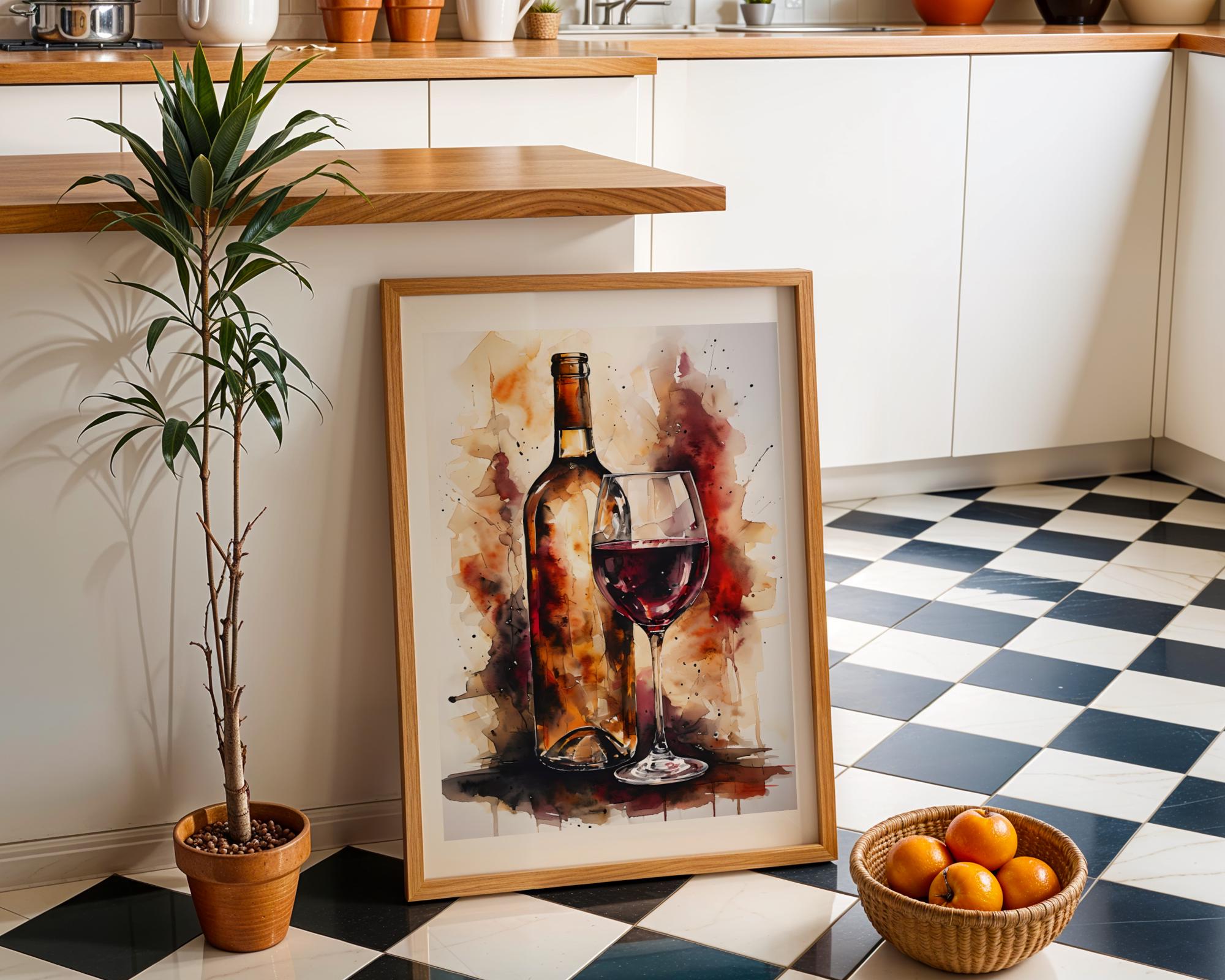 Wine Bottle Poster, Alcohol Poster, Digital Prints Wall Art, Home Decor ...
