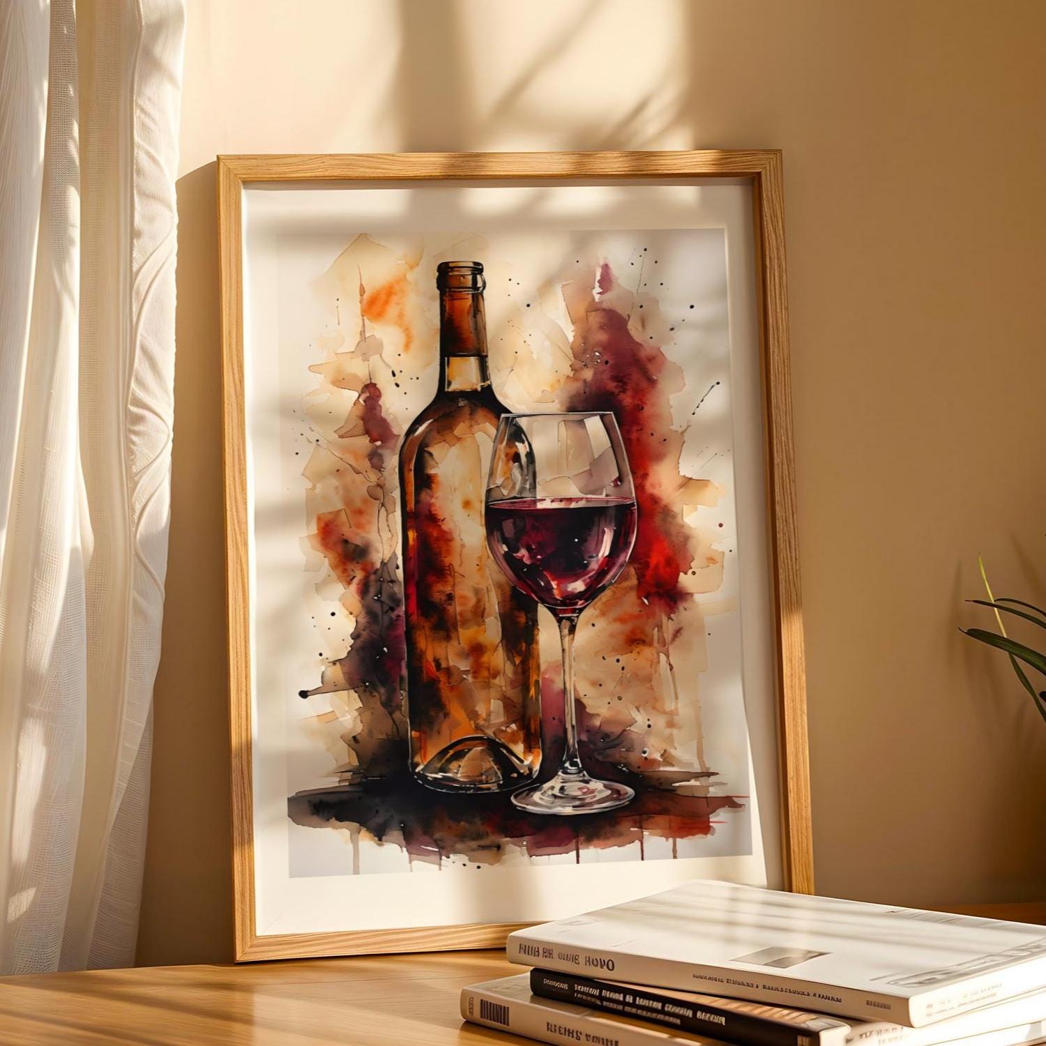 Wine Bottle Poster, Alcohol Poster, Digital Prints Wall Art, Home Decor ...