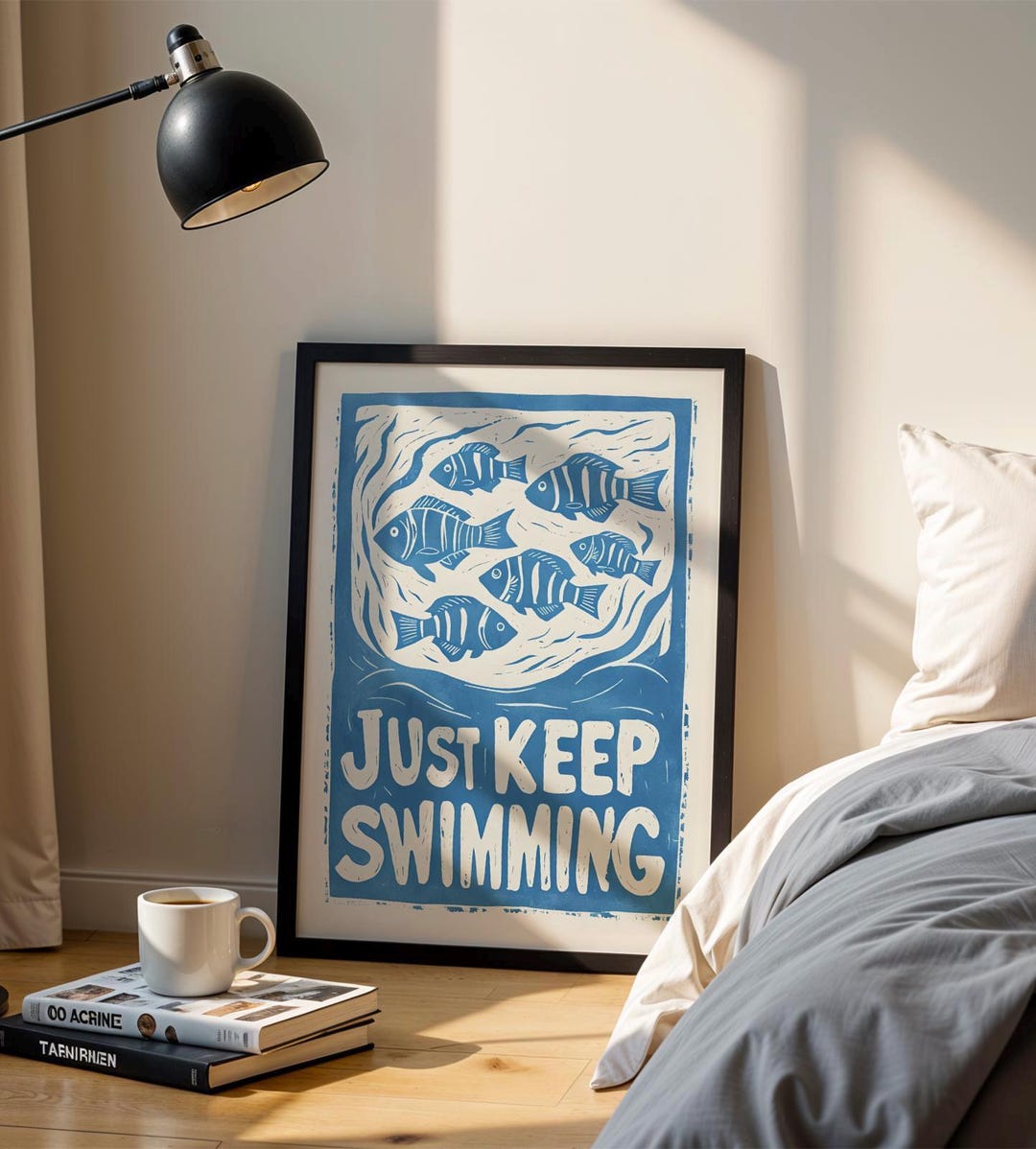 Playful Clownfish Digital Art Print, Coastal Aesthetic Wall Decor ...