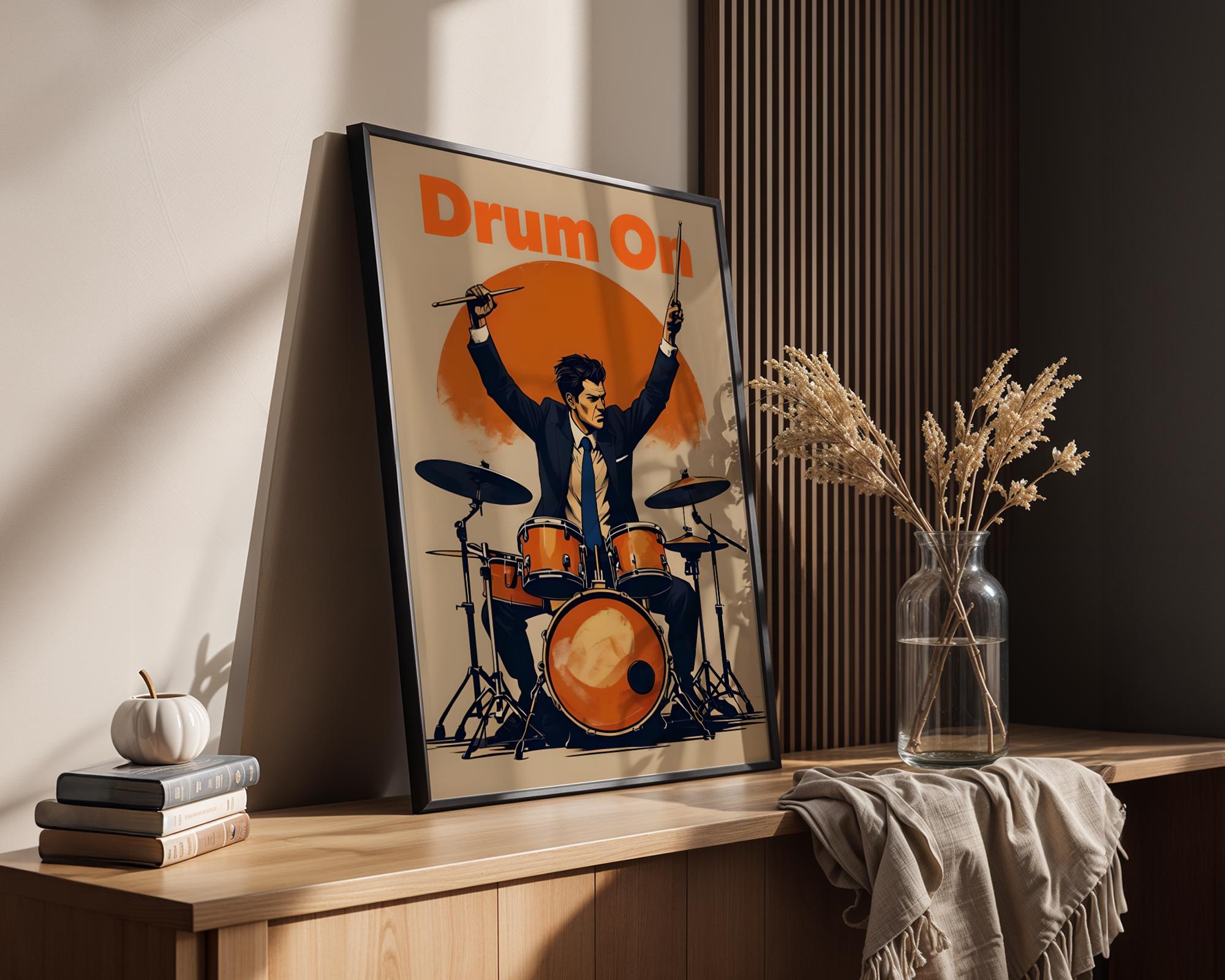 Vintage Drum Digital Poster - Drumsticks Poster - Gift for Drummer ...