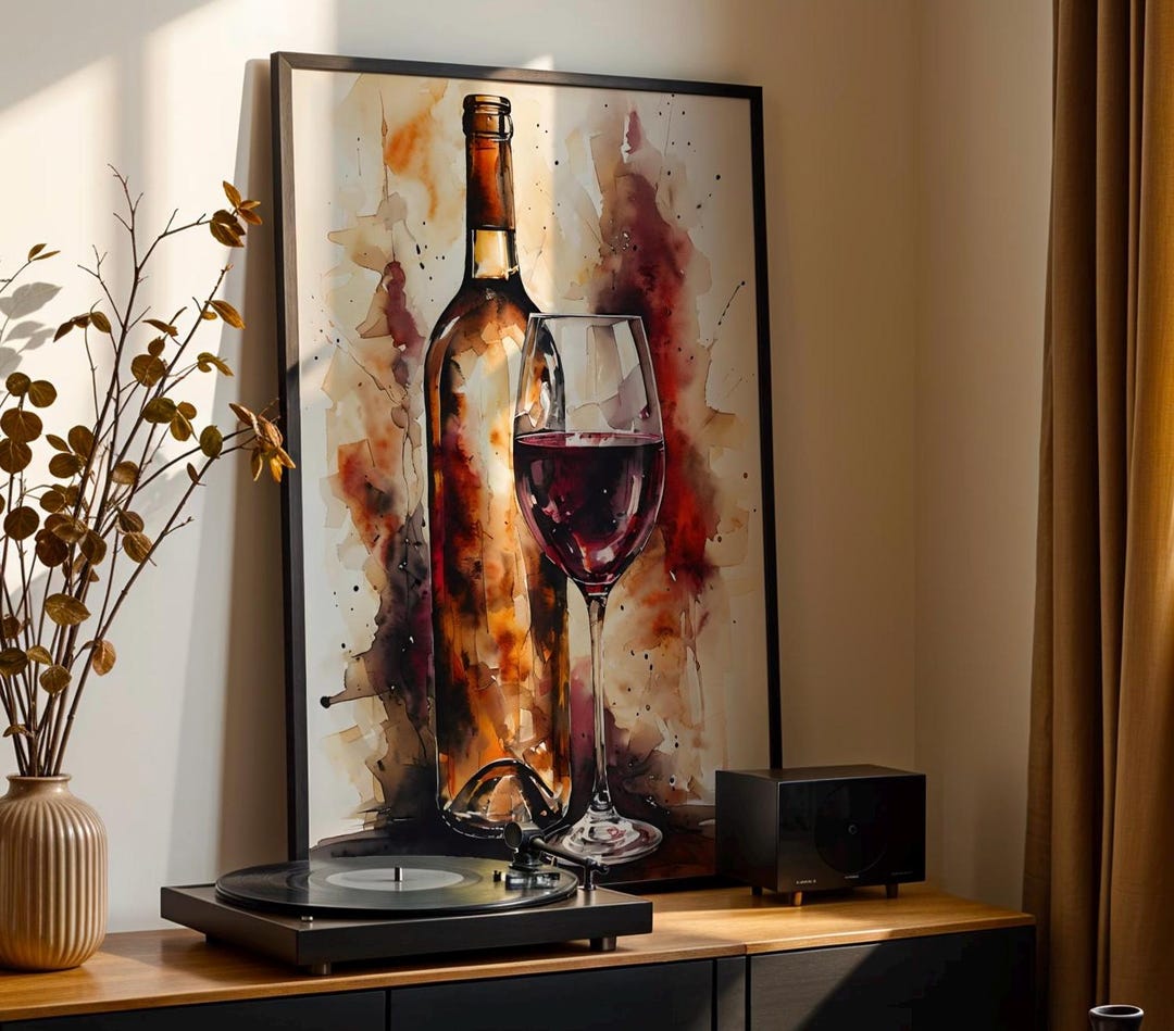 Wine Bottle Poster, Alcohol Poster, Digital Prints Wall Art, Home Decor ...
