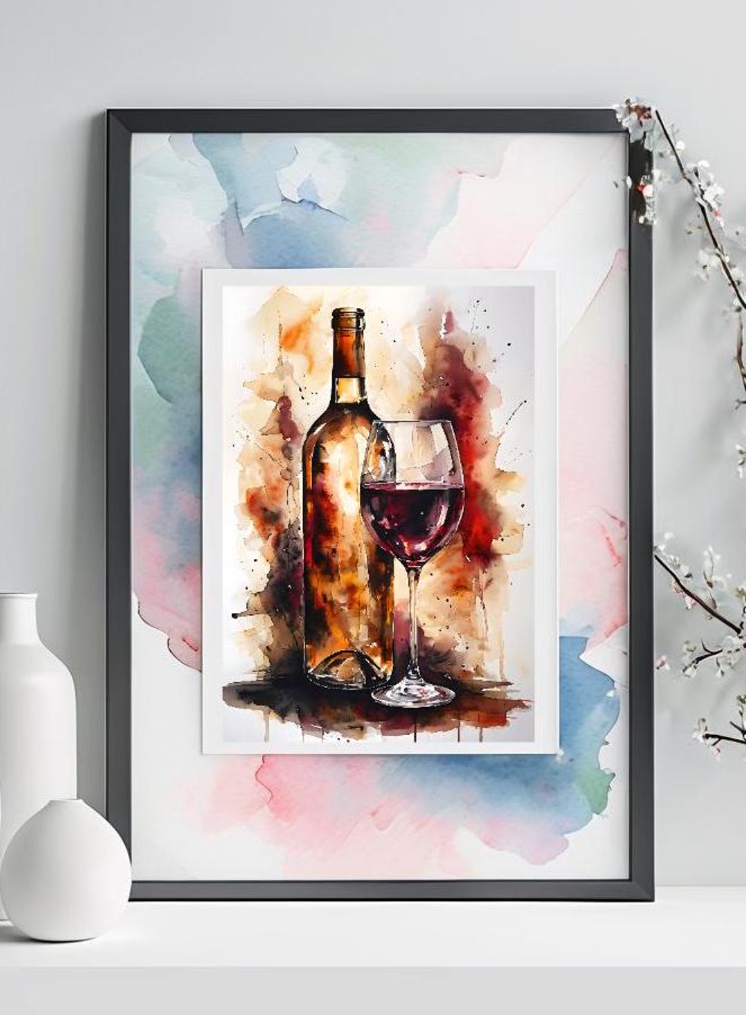 Wine Bottle Poster, Alcohol Poster, Digital Prints Wall Art, Home Decor ...