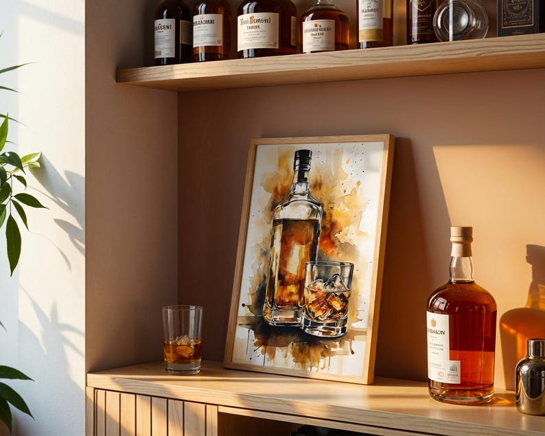 Rum Bottle Poster, Alcohol Poster, Digital Prints, Wall Art, Home Decor ...