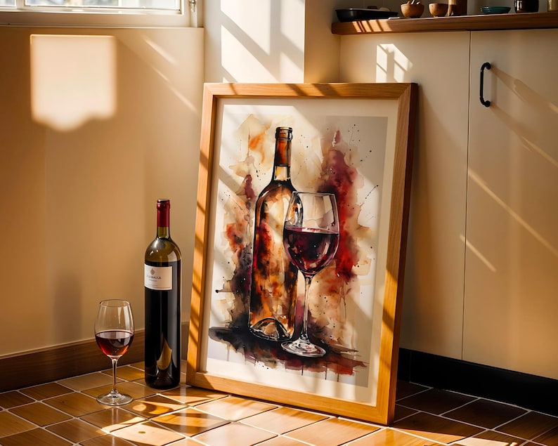 Wine Bottle Poster, Alcohol Poster, Digital Prints Wall Art, Home Decor ...