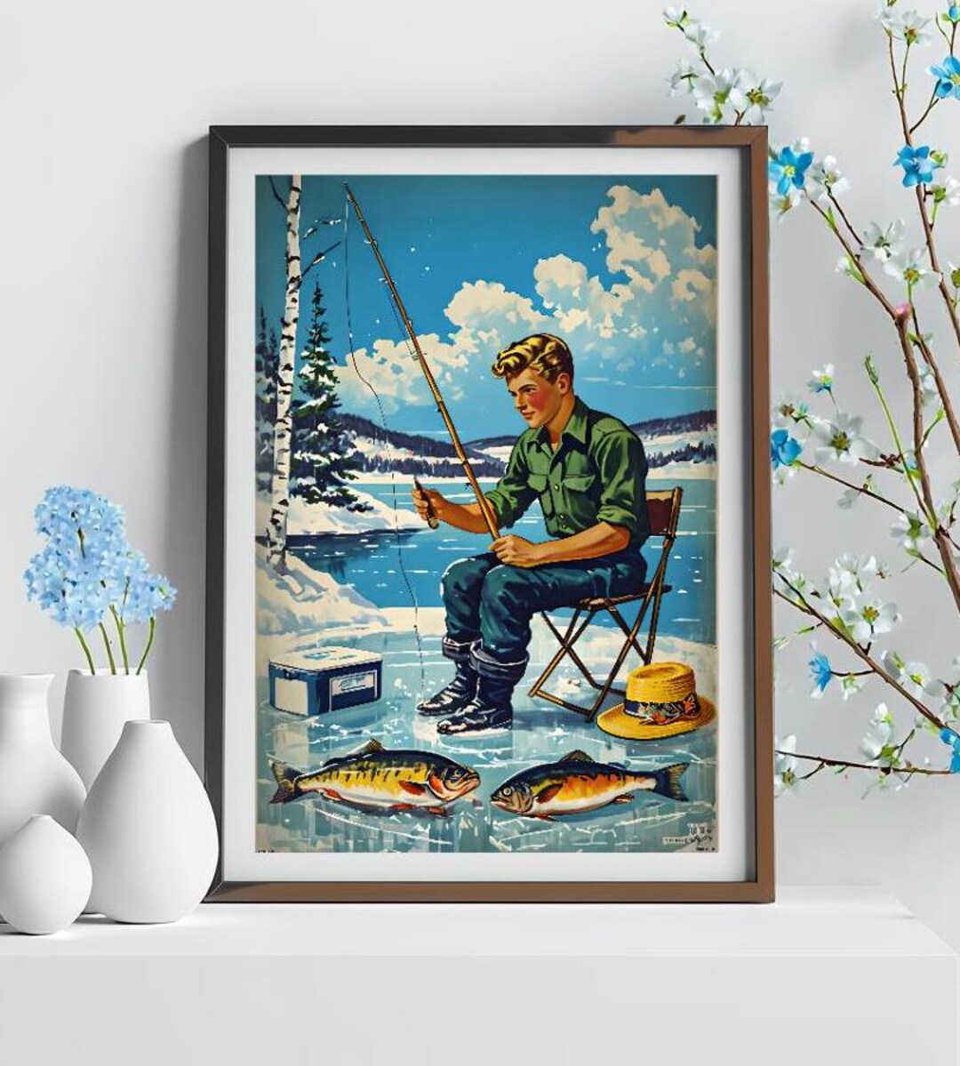 National Park Poster Ice Fishing, Ice Fishing Art, Winter Fishing ...