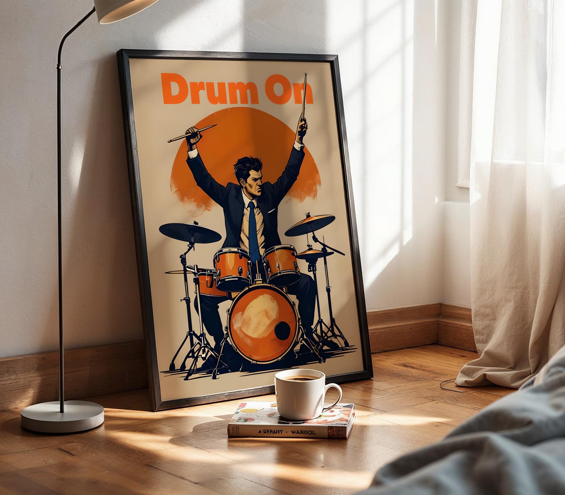 Vintage Drum Digital Poster - Drumsticks Poster - Gift for Drummer ...