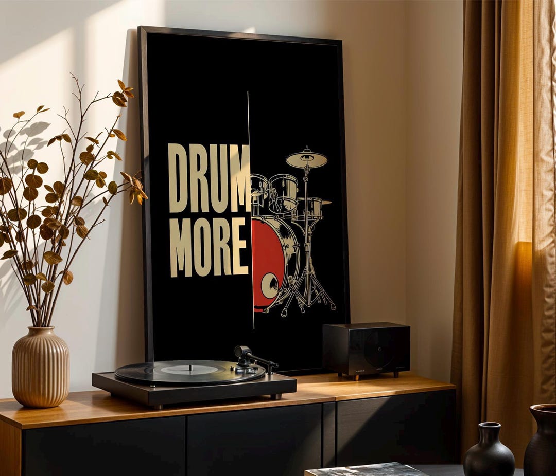 Drummer Wall Art Poster - Digital Drum Kit Set Poster - Drum More Decor ...