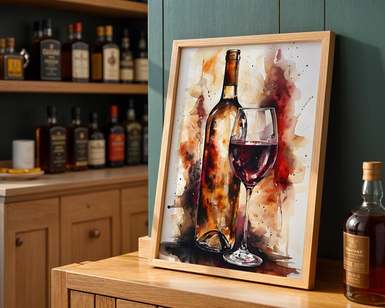 Wine Bottle Poster, Alcohol Poster, Digital Prints Wall Art, Home Decor ...