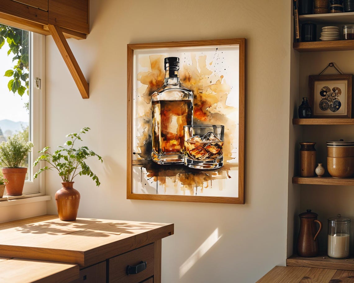 Rum Bottle Poster, Alcohol Poster, Digital Prints, Wall Art, Home Decor ...