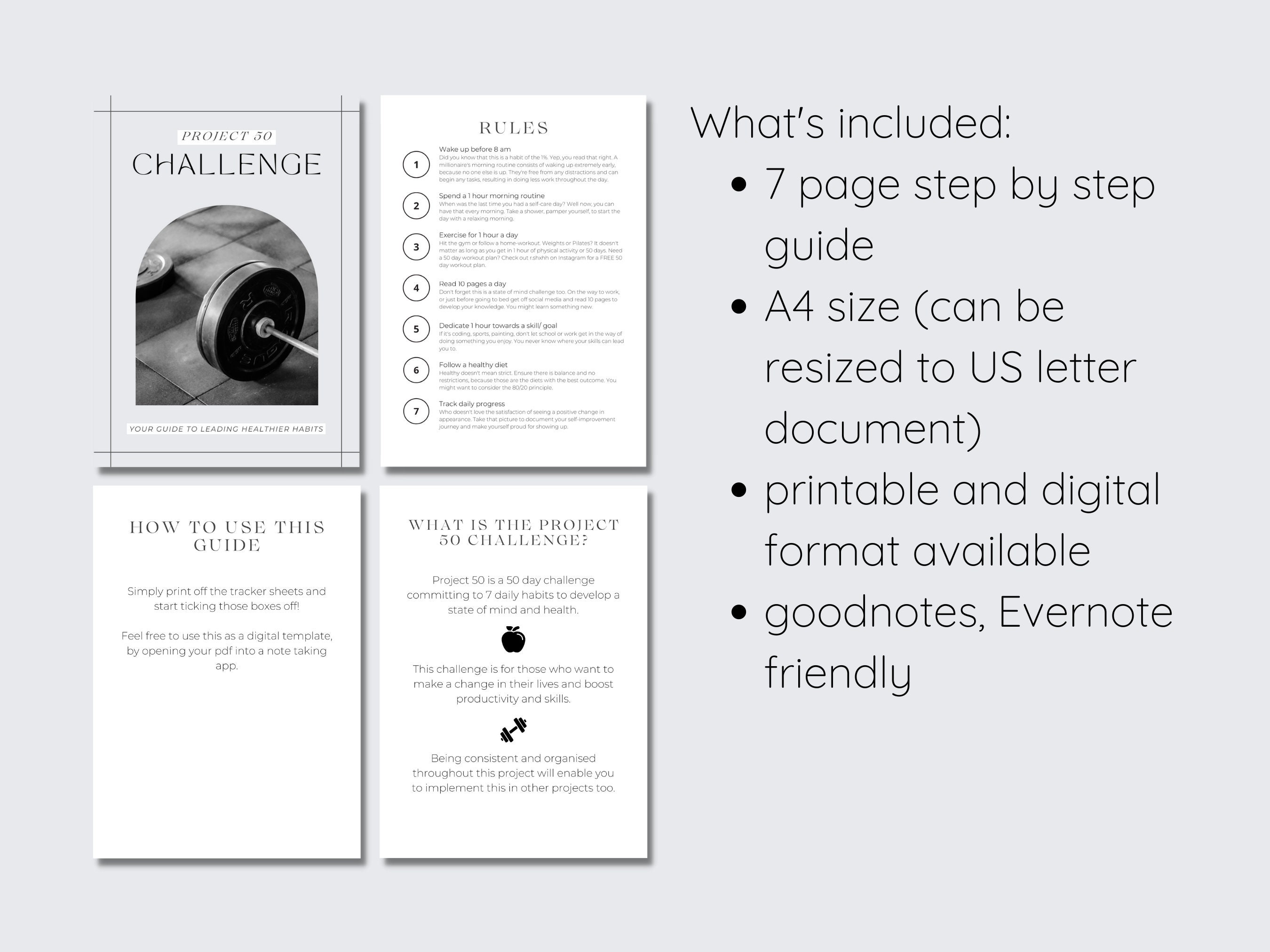 Project 50 Challenge Tracker Printable Project 50 Tracker Challenge Digital Printable Project 50 ...