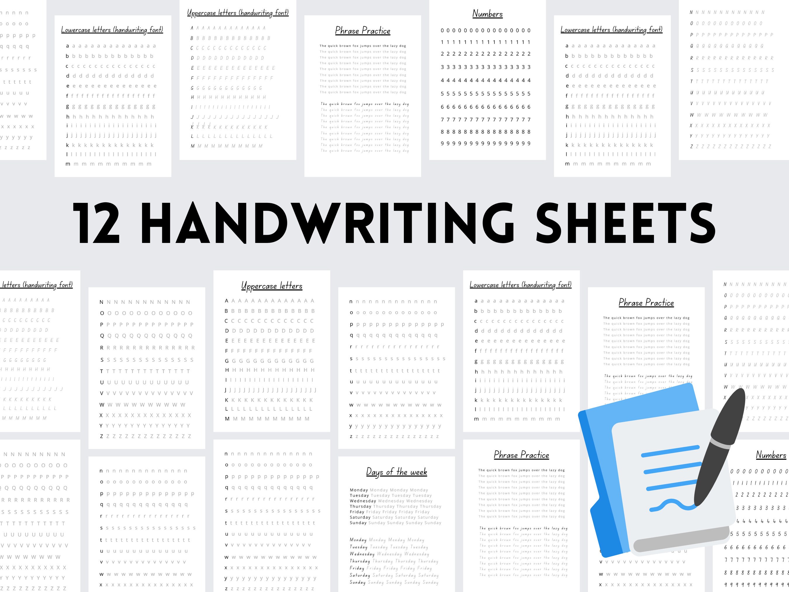 Handwriting Practice Sheets 12 Page Practice Sheets Printable ...