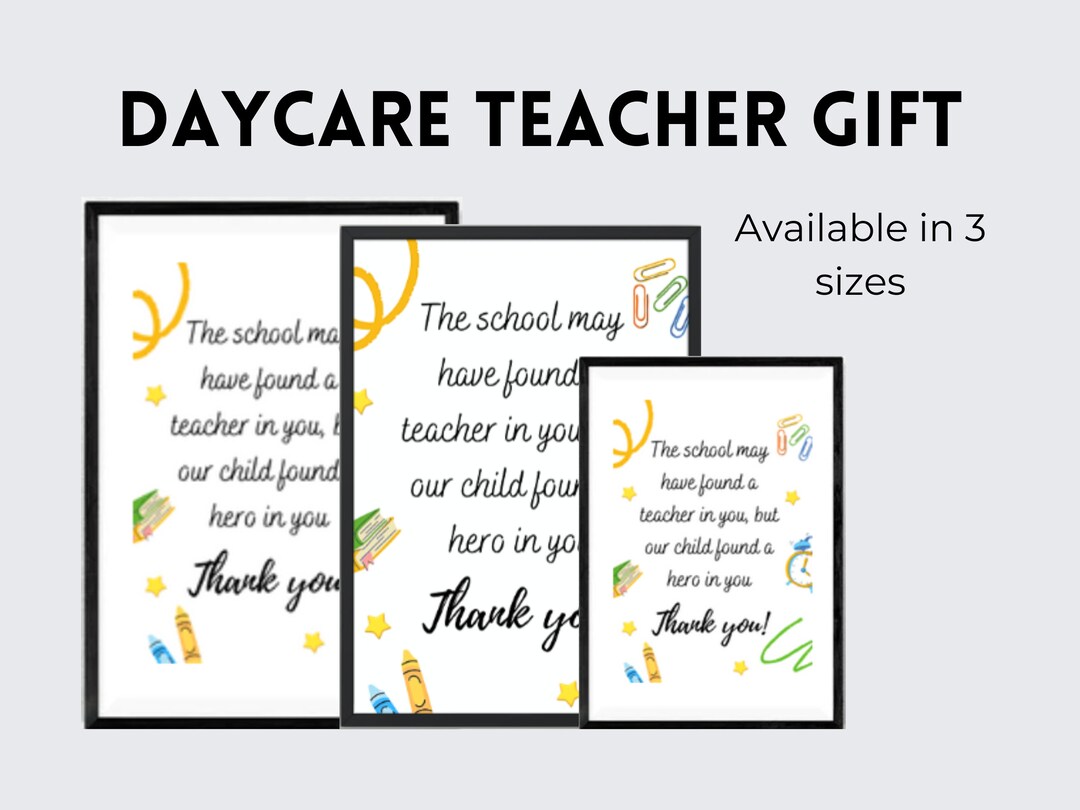 Daycare Teacher Gift Preschool Teacher Gift Thank You Teacher Gift ...