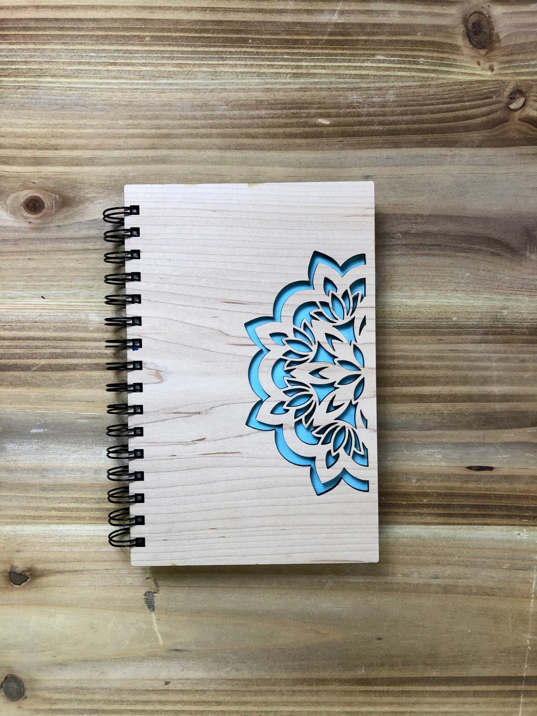 Wood Cover Journal, Laser Cut Wood Notebook, Mandala Notebook ...