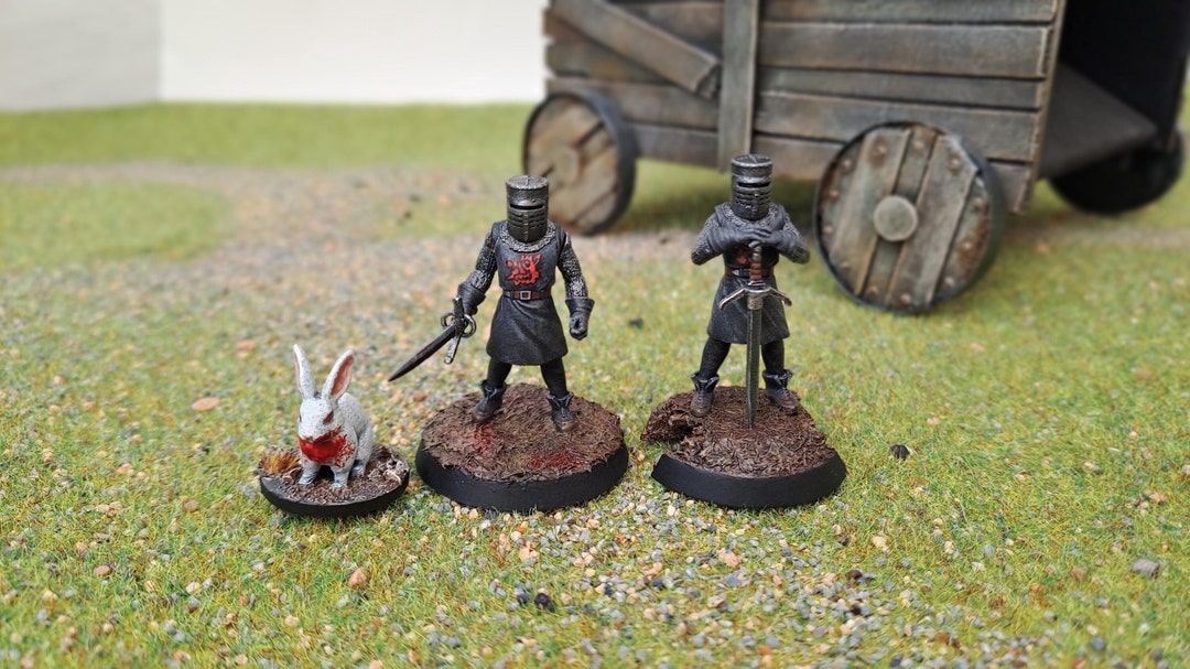 2 Black Knights and Rabbit of Caerbannog Miniatures monty Pythons Holy ...