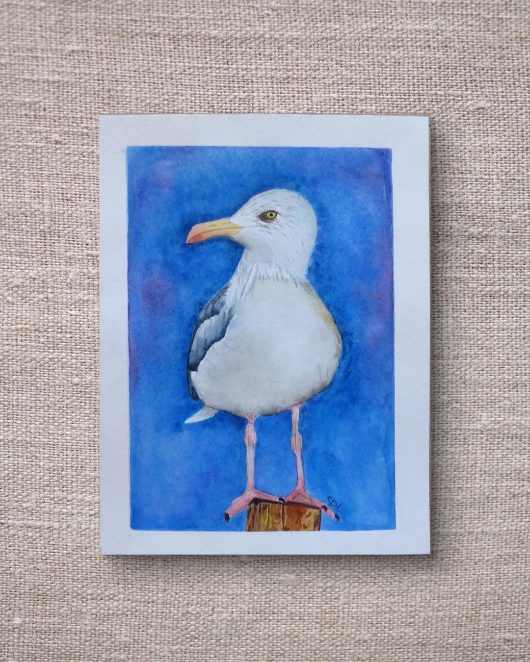 Original Hand-painted Watercolor Seagull, 15x21 Cm / Marine Wall ...