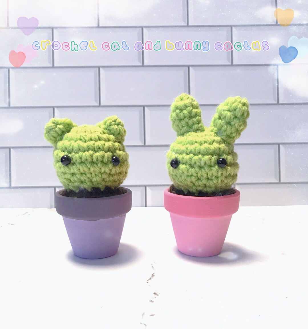 Crochet Cat and Bunny Cactus Cute Room Decro Plant - Etsy