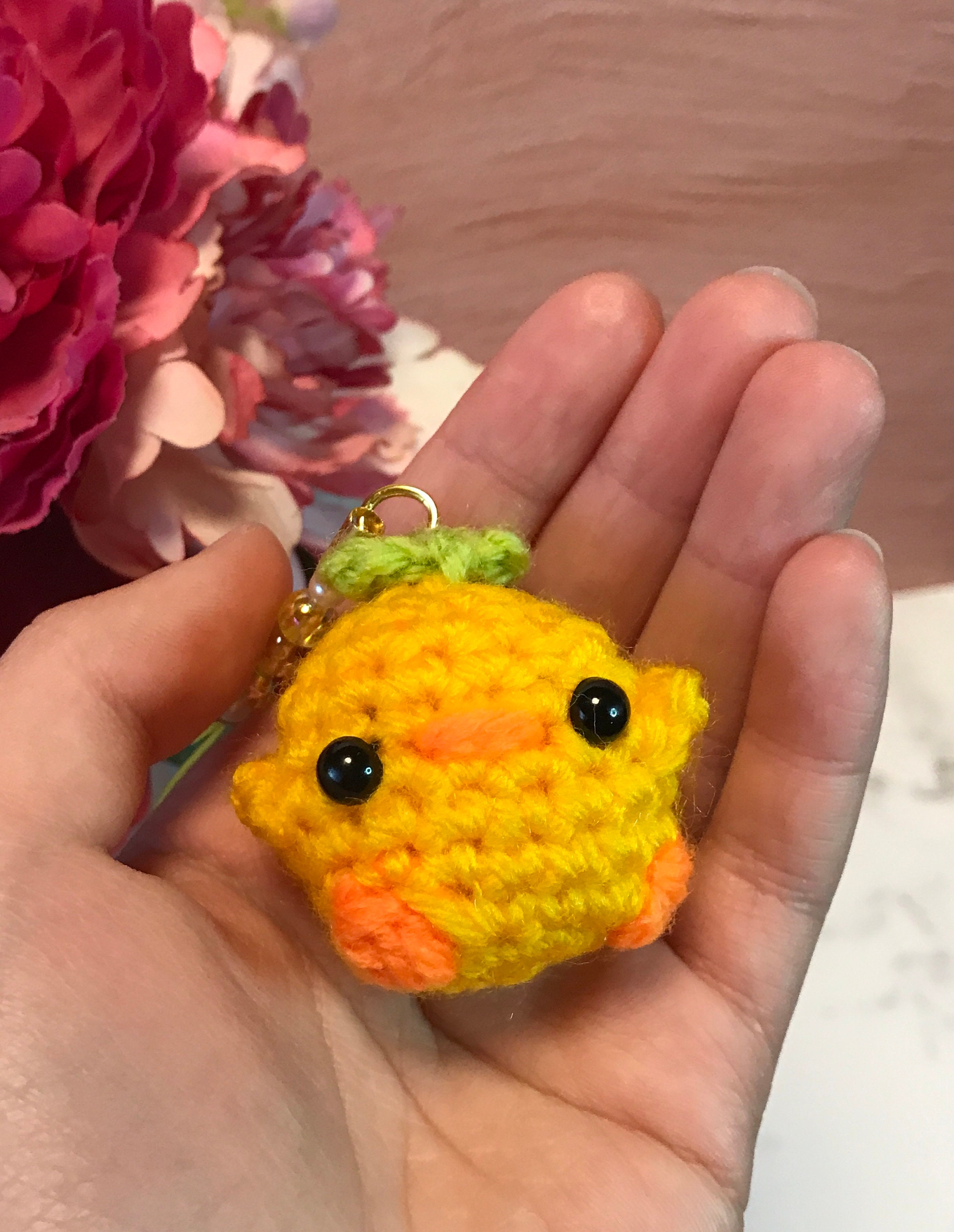 Cute Crochet Pineapple Duck Keychain Yellow Handmade Accessories ...