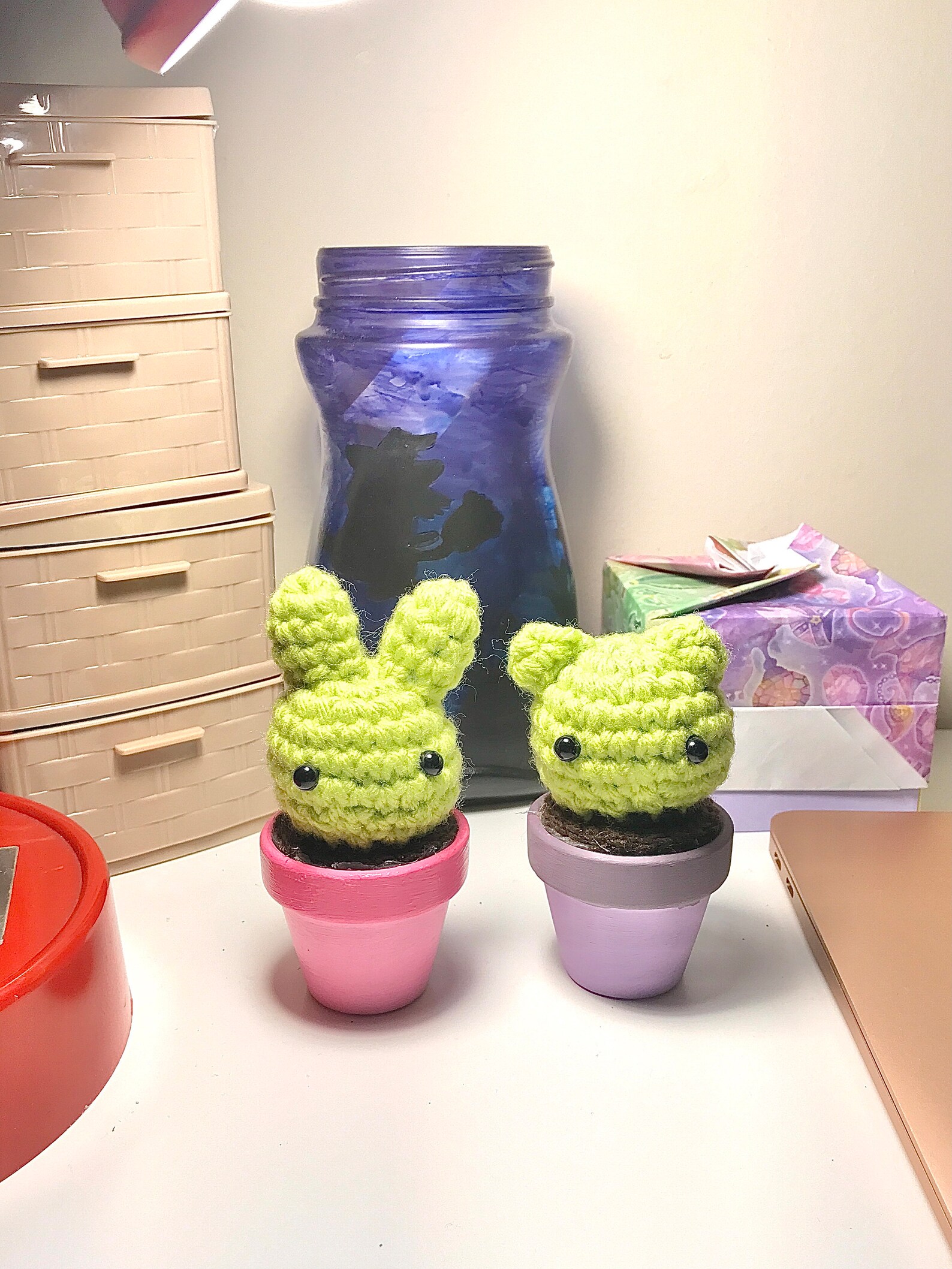 Crochet Cat and Bunny Cactus Cute Room Decro Plant Personalized ...