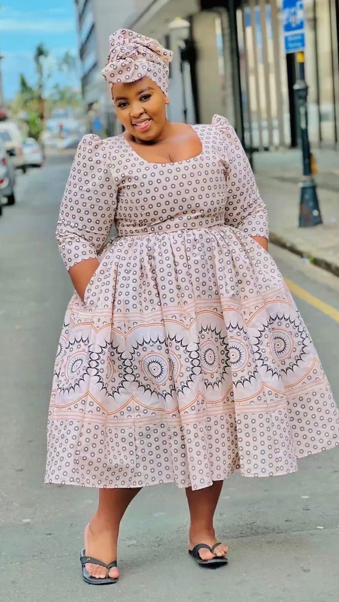 African Print Ankara Shweshwe Maxi Dress With Head Wrap - Etsy