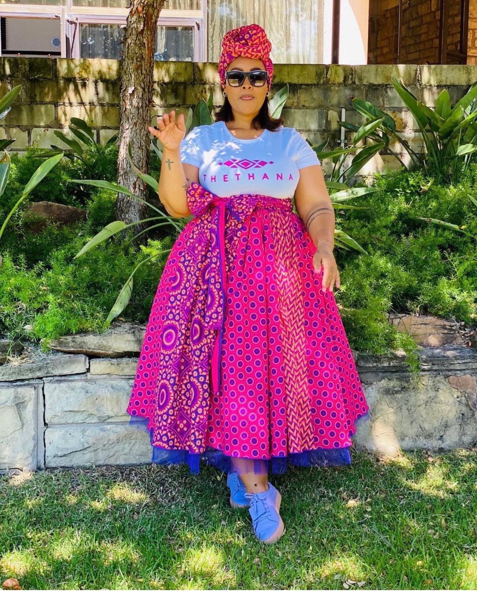 Pink African Print Ankara Shweshwe Zulu Xhosa Maxi Skirt for - Etsy