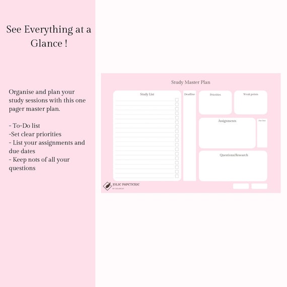 Study Master Plan Instant Download Pastel Set - Etsy India