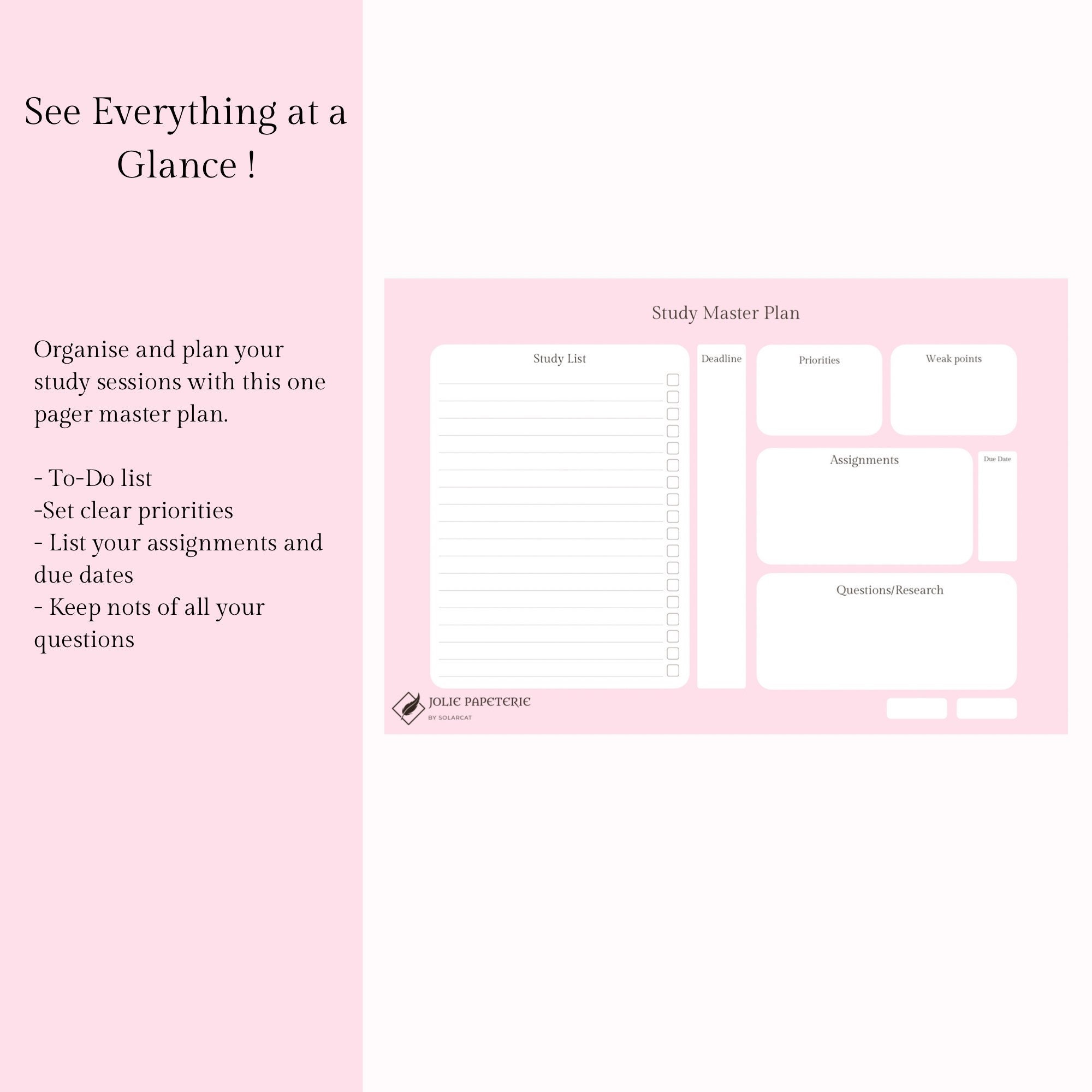 Study Master Plan Instant Download- Pastel Set - Etsy