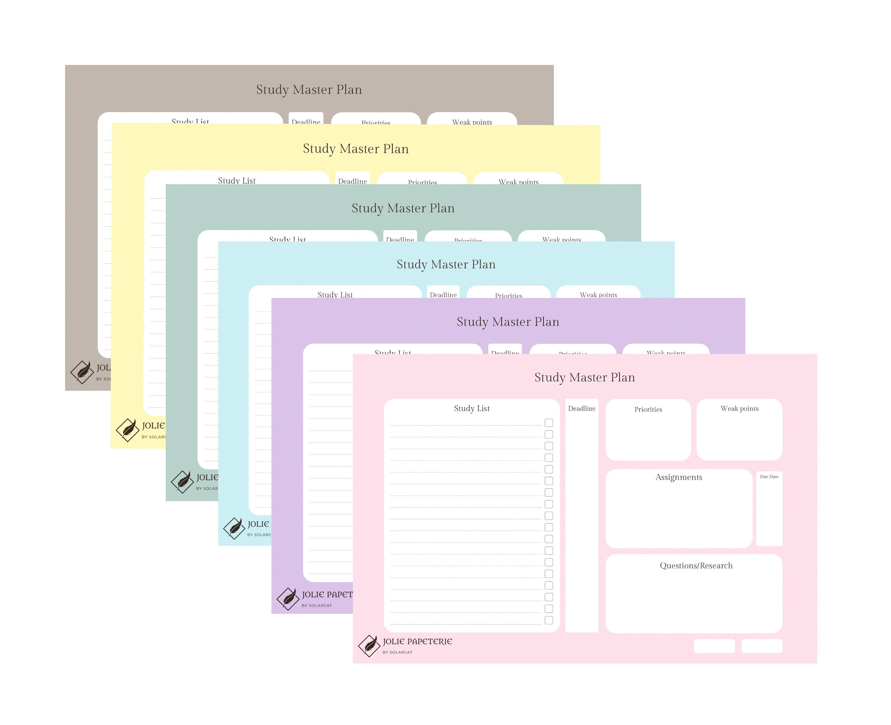 Study Master Plan Instant Download- Pastel Set - Etsy