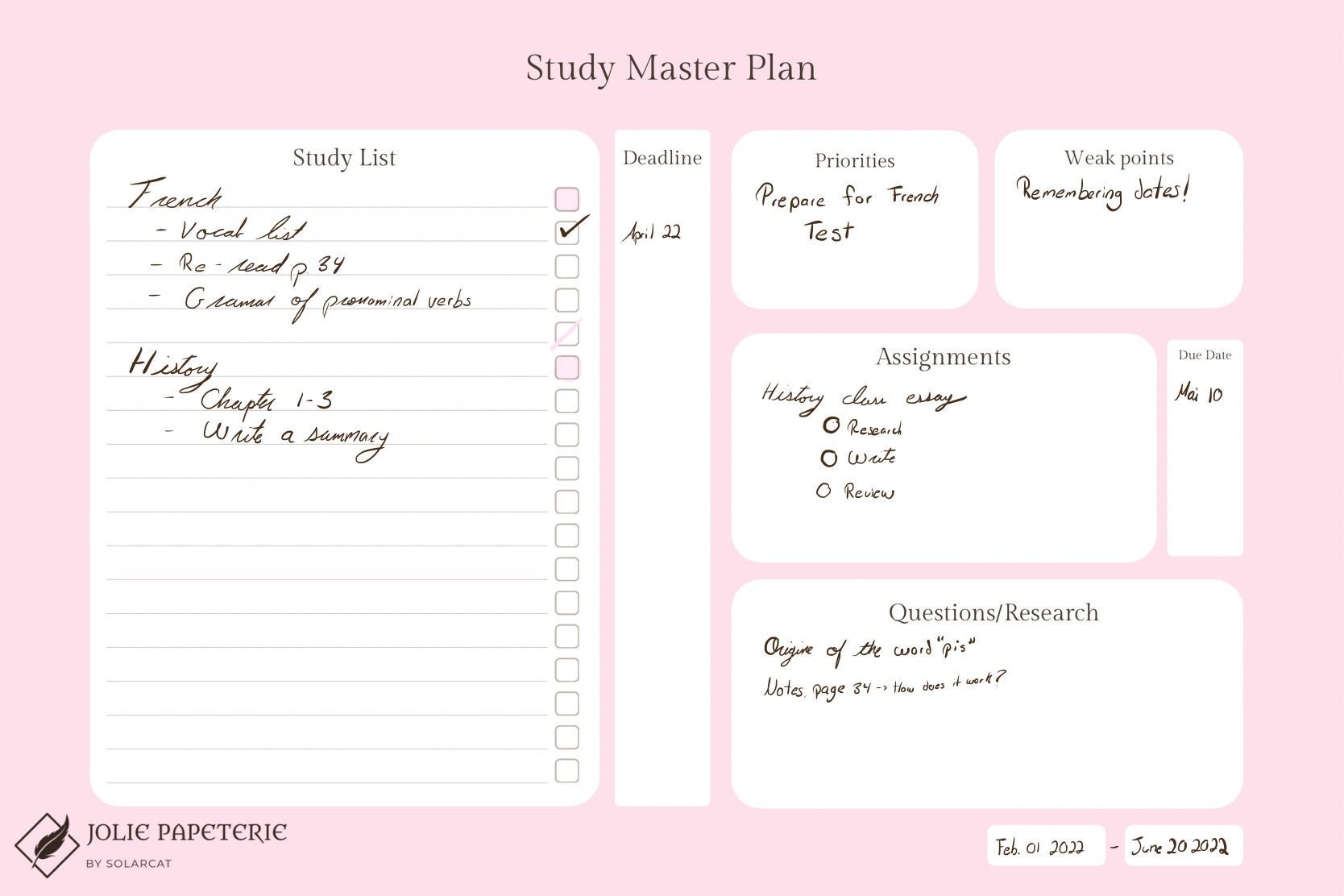 Study Master Plan Instant Download- Pastel Set - Etsy