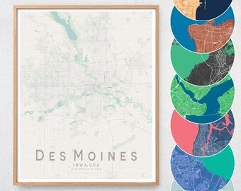 Des Moines Map Art - Etsy