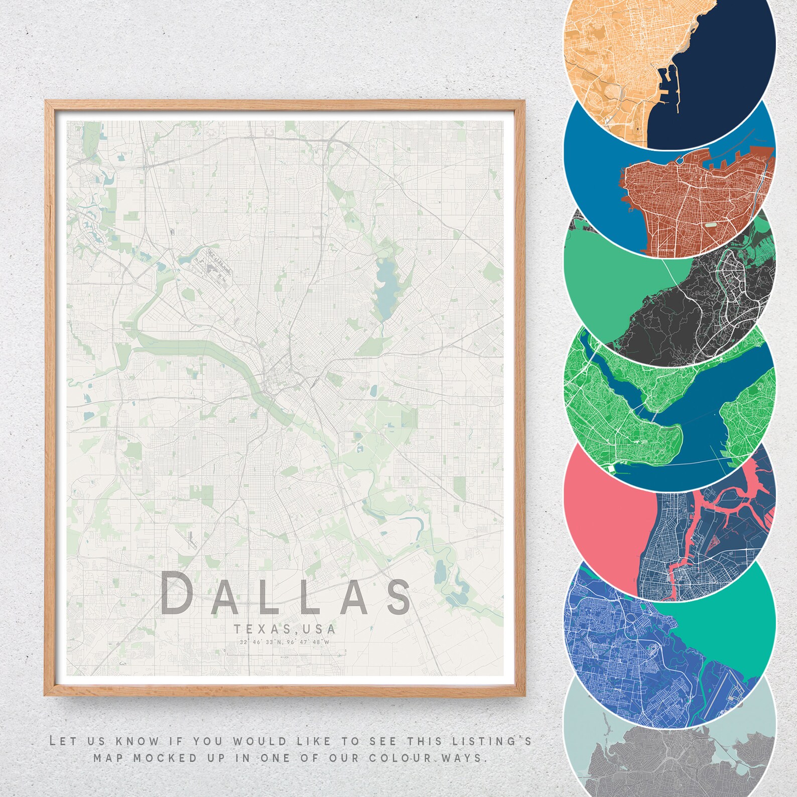 DALLAS Map Print Texas City Map Print Wall Art Poster | Etsy
