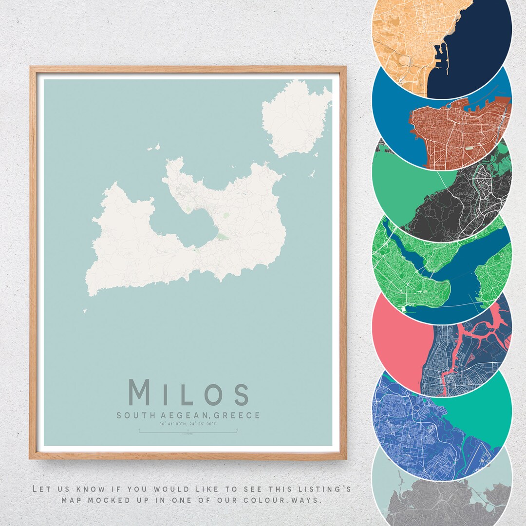 MILOS Map Print Melos Greek Island Greece City Map Print - Etsy