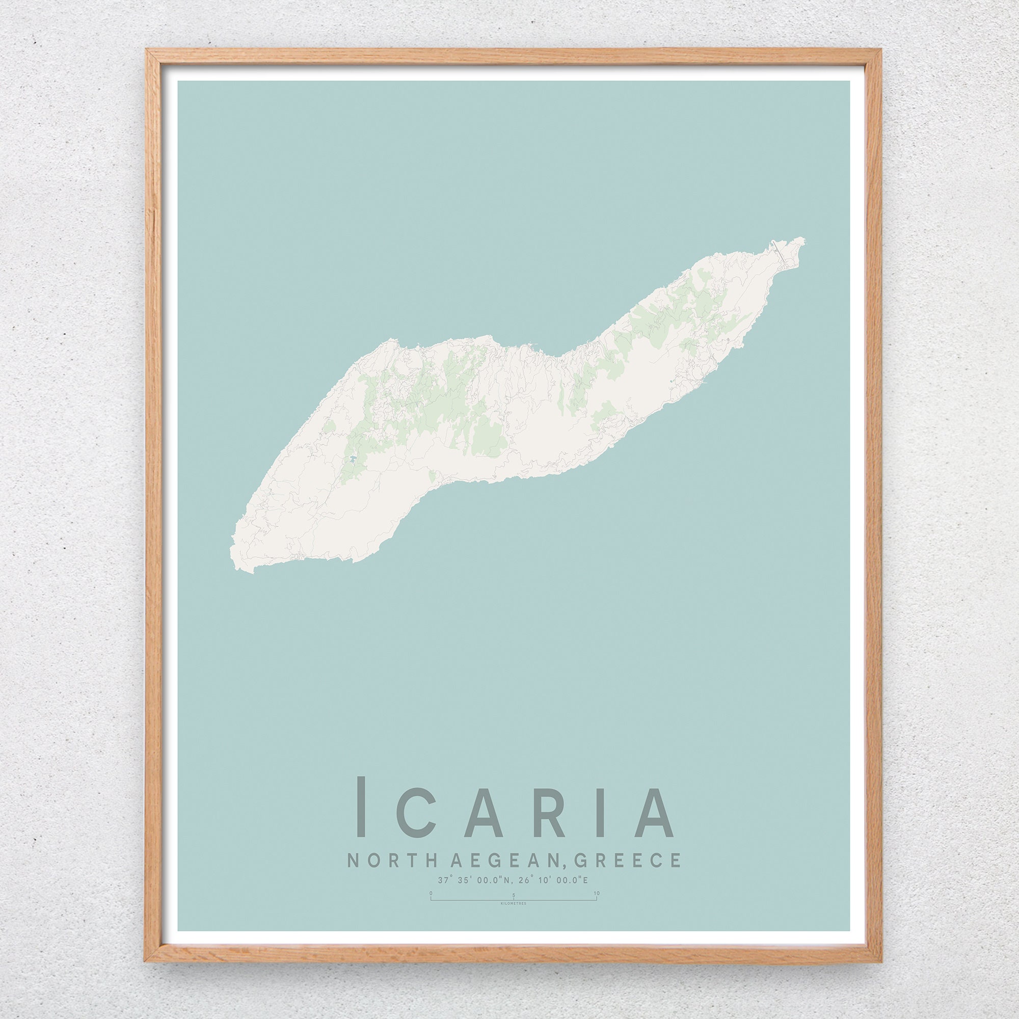 ICARIA Map Print Ikaria Greek Island Greece City Map Print - Etsy