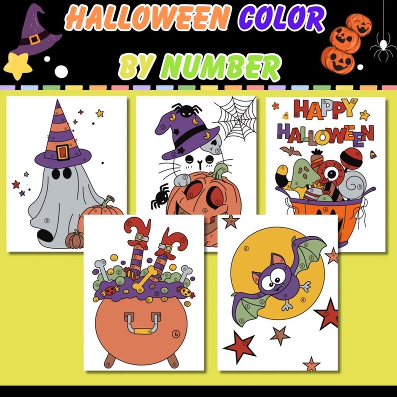 Halloween Color by Number Fun L Color by Code - Etsy