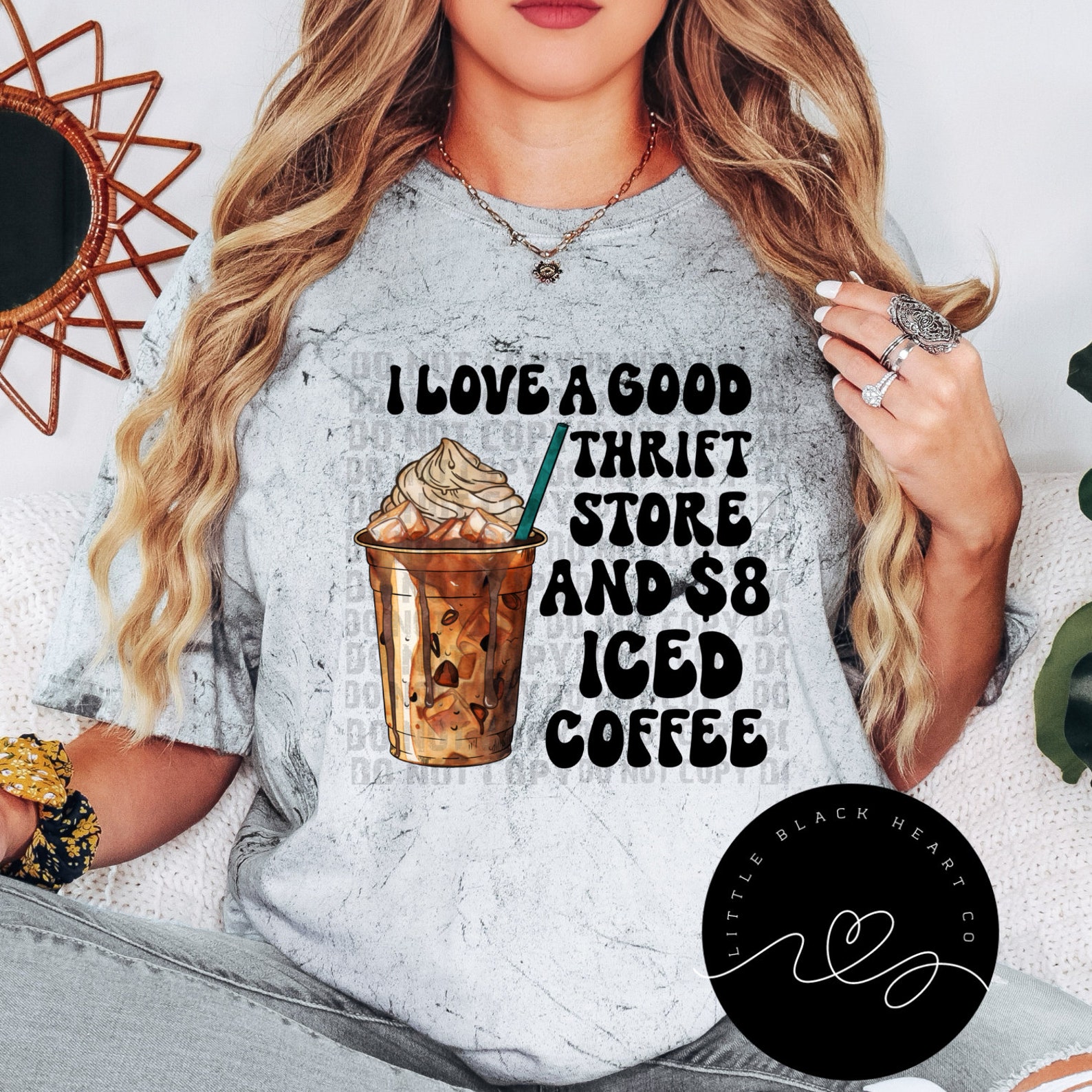 Iced Coffee & Thrift Store PNG: Distressed Sublimation Design (digital ...