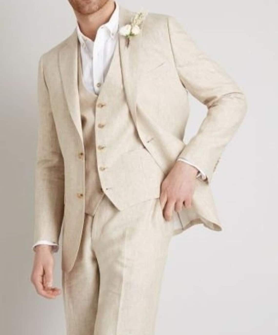 LINEN SUIT Beige Linen Suit Men Suit Men Linen Suit - Etsy