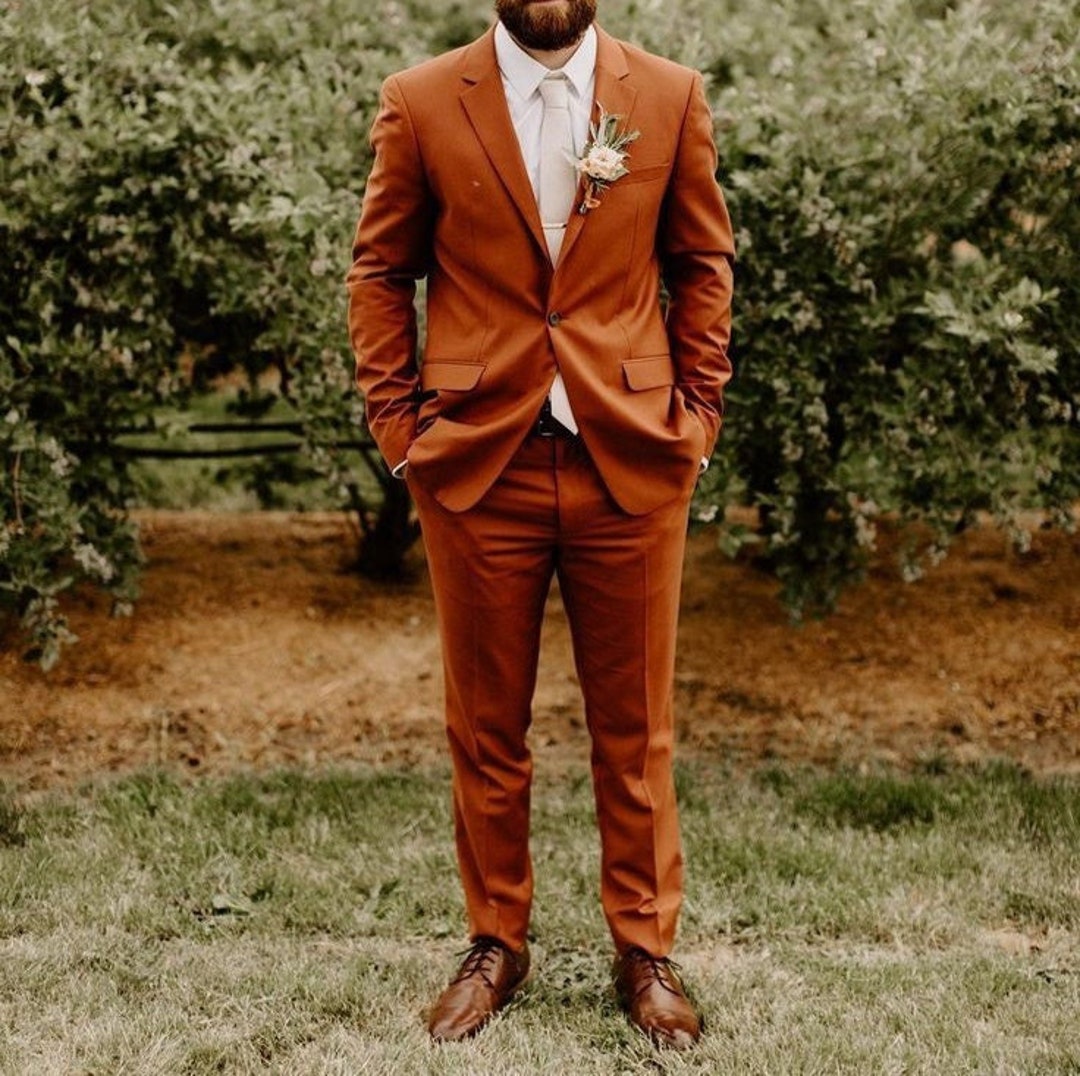 MEN RUST SUIT Men Wedding Suit Men Wedding Dress Groom Wear Suit Men ...