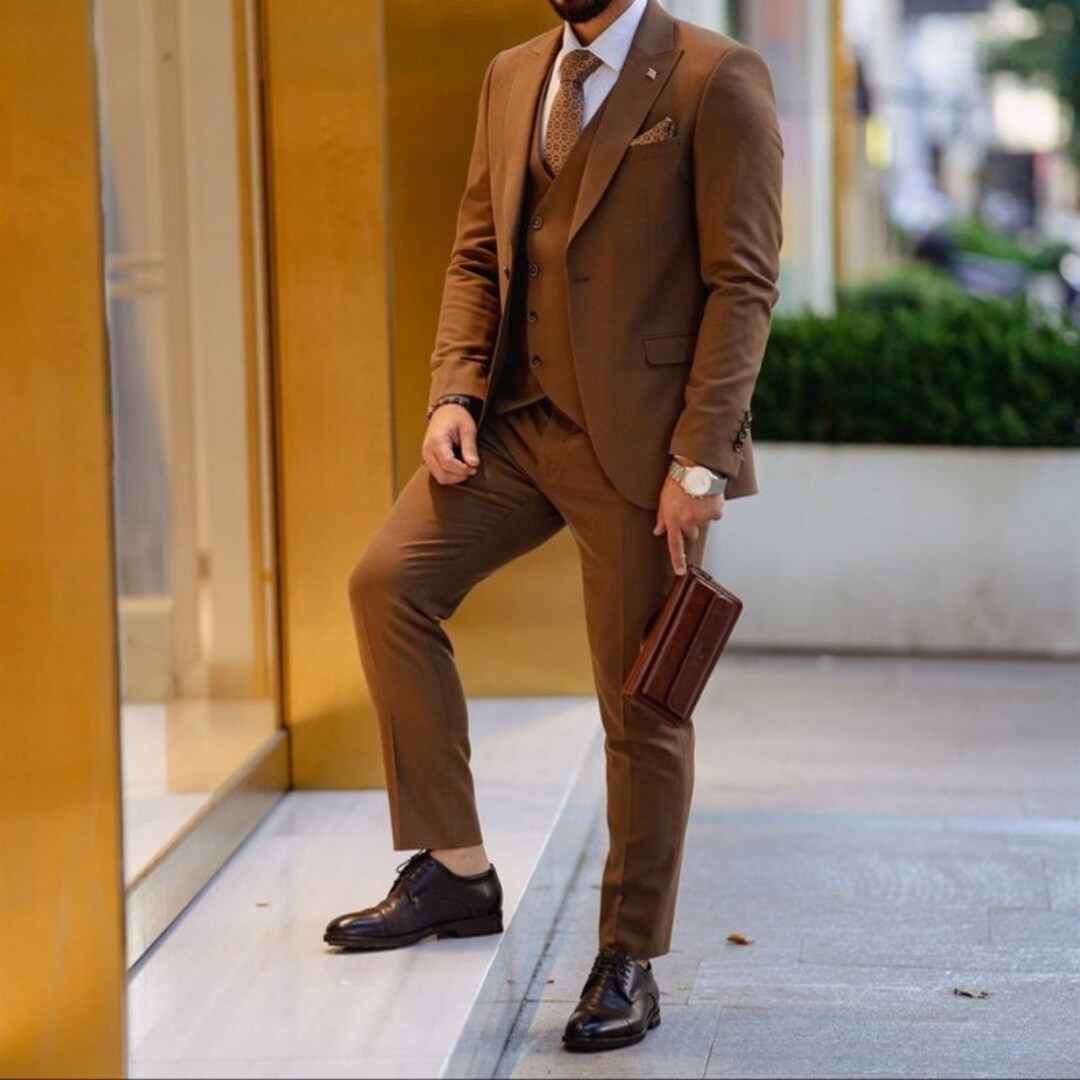 Men Suit Rust Brown Suit Men Rust Suit Elegant Fashion Suit Elegant ...