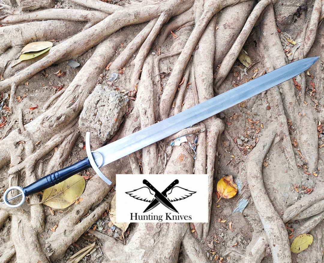 STEEL HUNTING SWORD Leather Sheath Sword Hand Stitched - Etsy