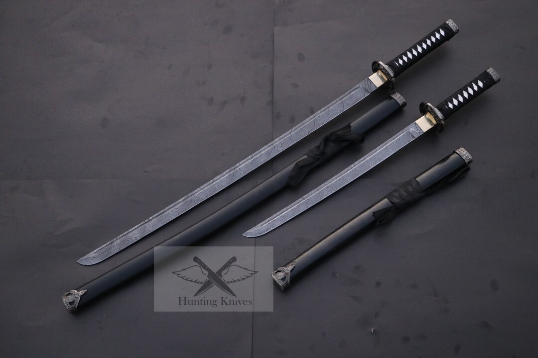 Katana Damascus Sword, Samurai Sword, Handmade Sword, Ninja Sword, Real ...