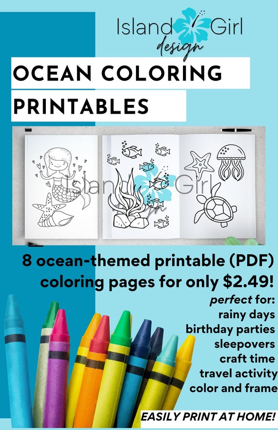 Sea Life Printable Coloring Pages. Digital Coloring Pages - Etsy