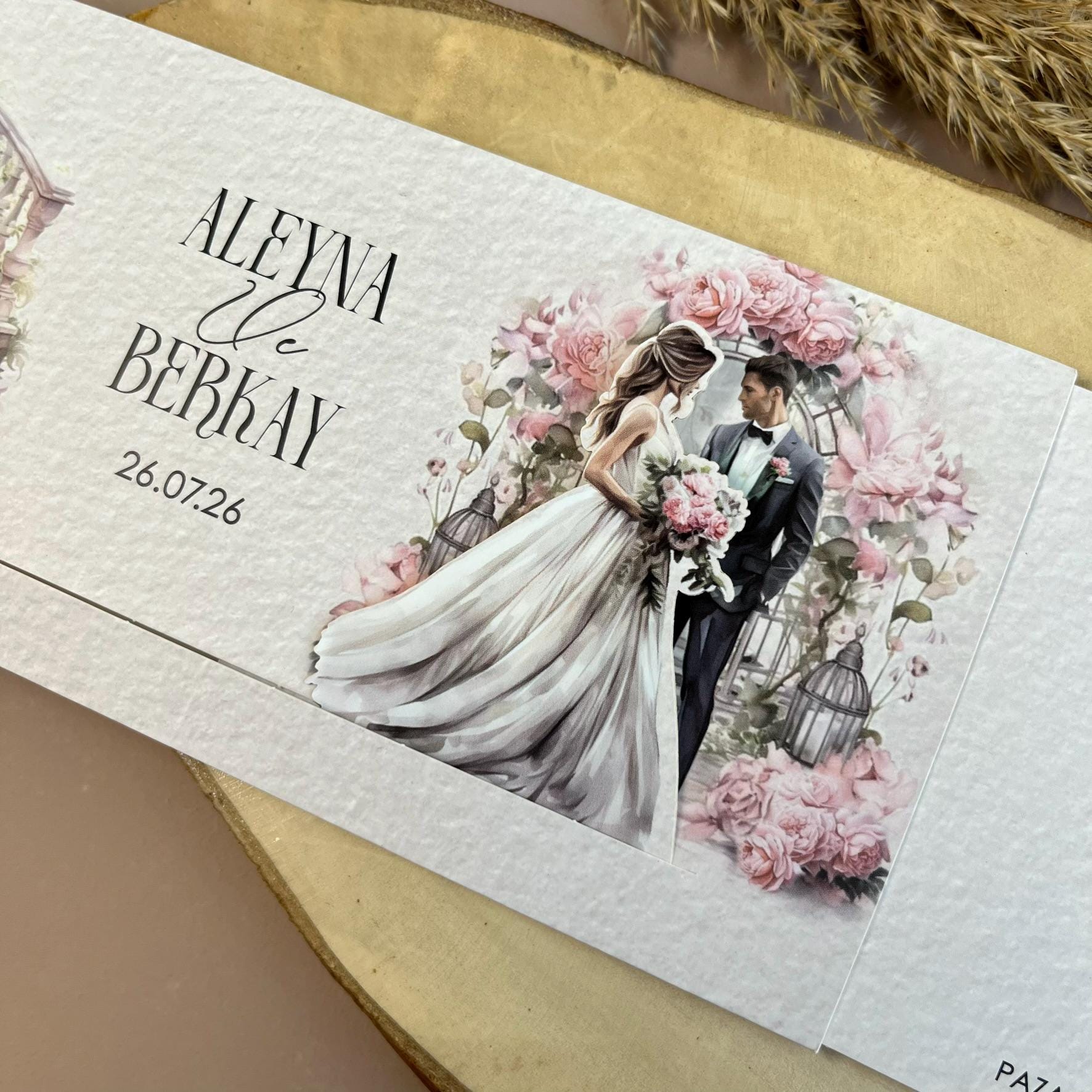 3D Sliding Wedding Invitation: Floral Bride & Groom Card - Etsy