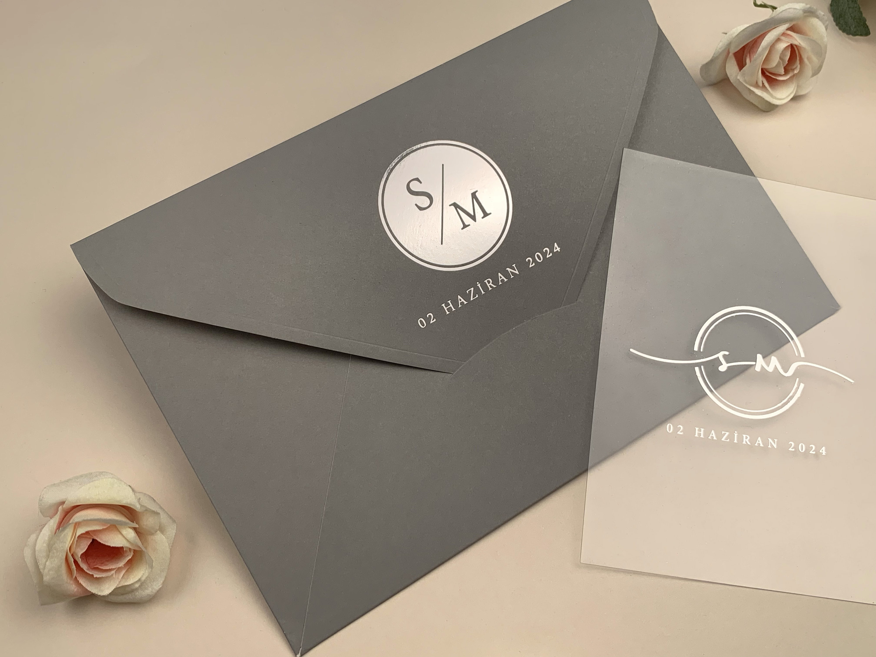 Gray Envelope Transparent Acetate Invitation Card, Acrylic Wedding ...