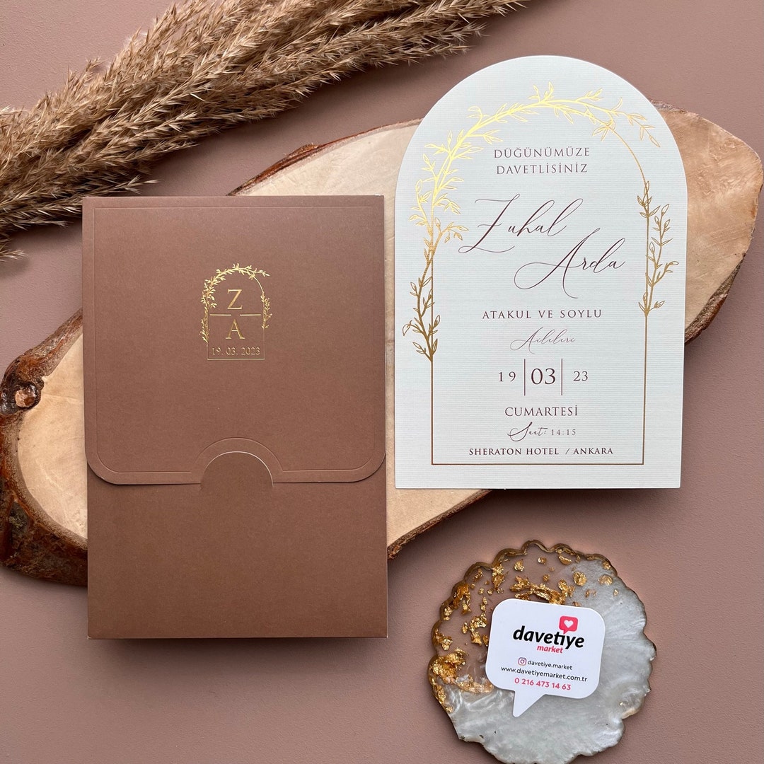 Arched Invitations, Gold Foil Printed, Luxury Wedding Invitations ...