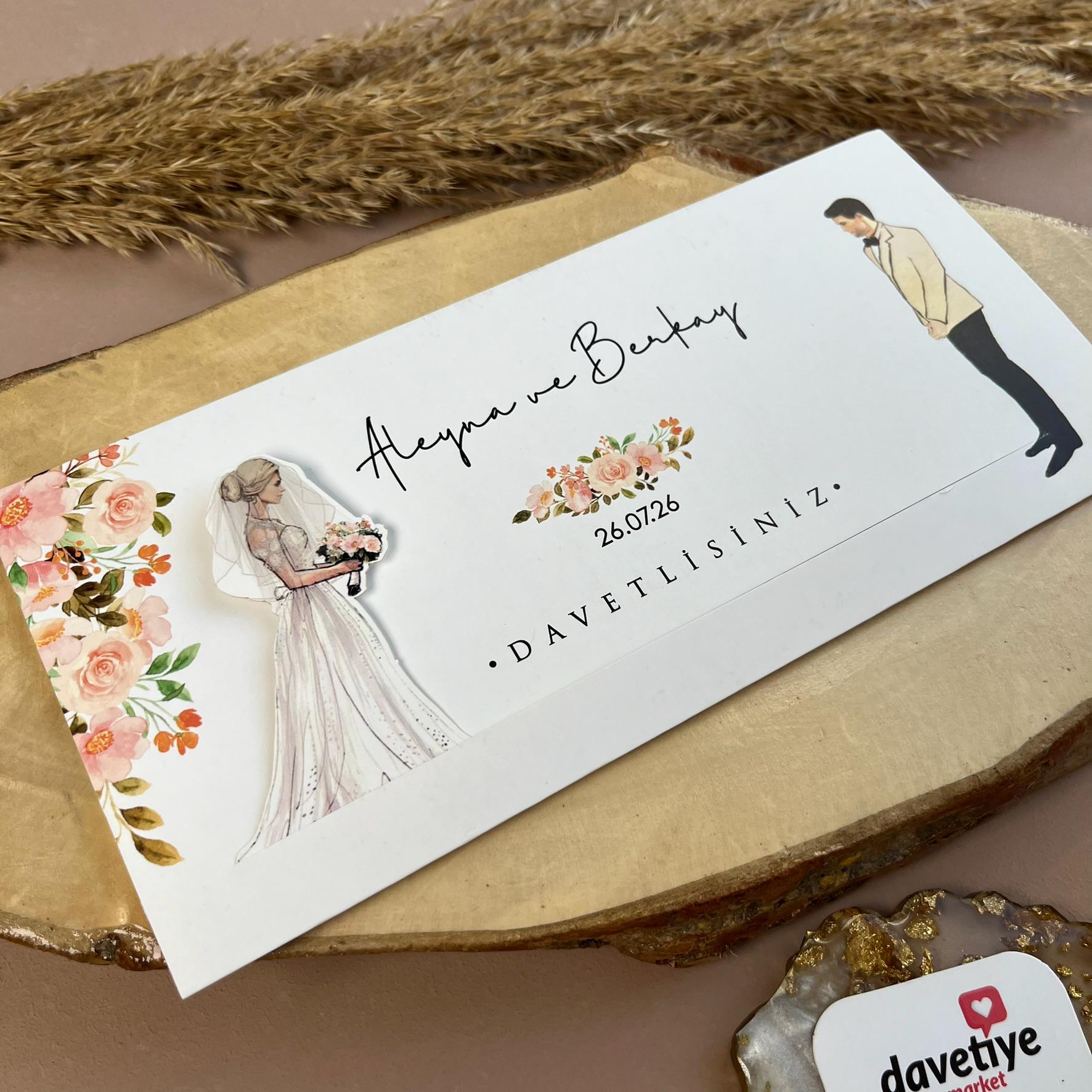 Bride and Groom Sliding Wedding Invitation Card, 3D Scrolling Bridal ...